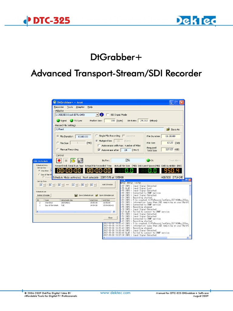 Dtgrabber+ Advanced Transport-Stream/Sdi Recorder | Download Free PDF ...