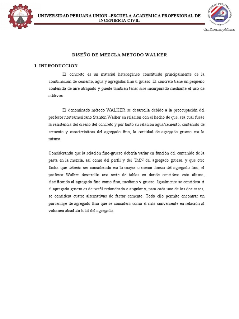 Diseño de Mezcla de Concreto Walker | PDF | Hormigón | Material compuesto