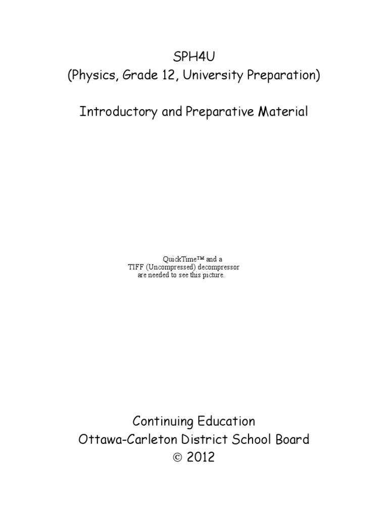 Sph4U (Physics, Grade 12, University Preparation) Introductory and ...