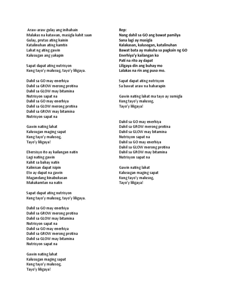 Nutrition Month Speech Tagalog Translation