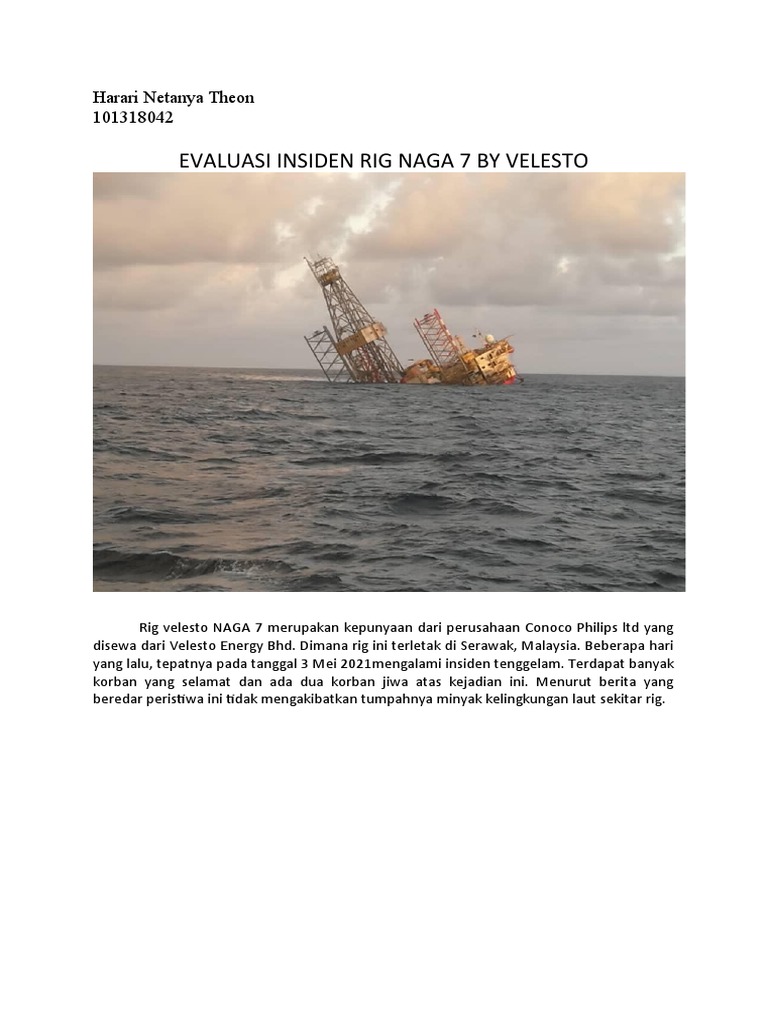 EVALUATING THE SINKING INCIDENT OF VELESTO'S NAGA 7 DRILLING RIG | PDF
