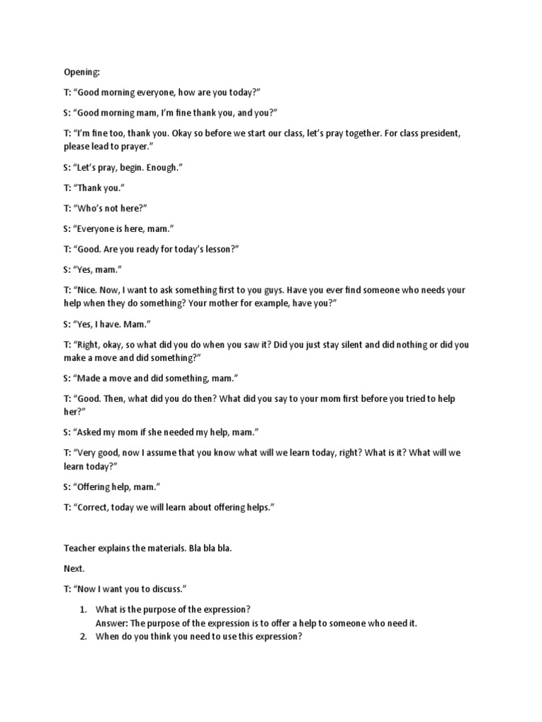 Dialogue Offering Help | PDF