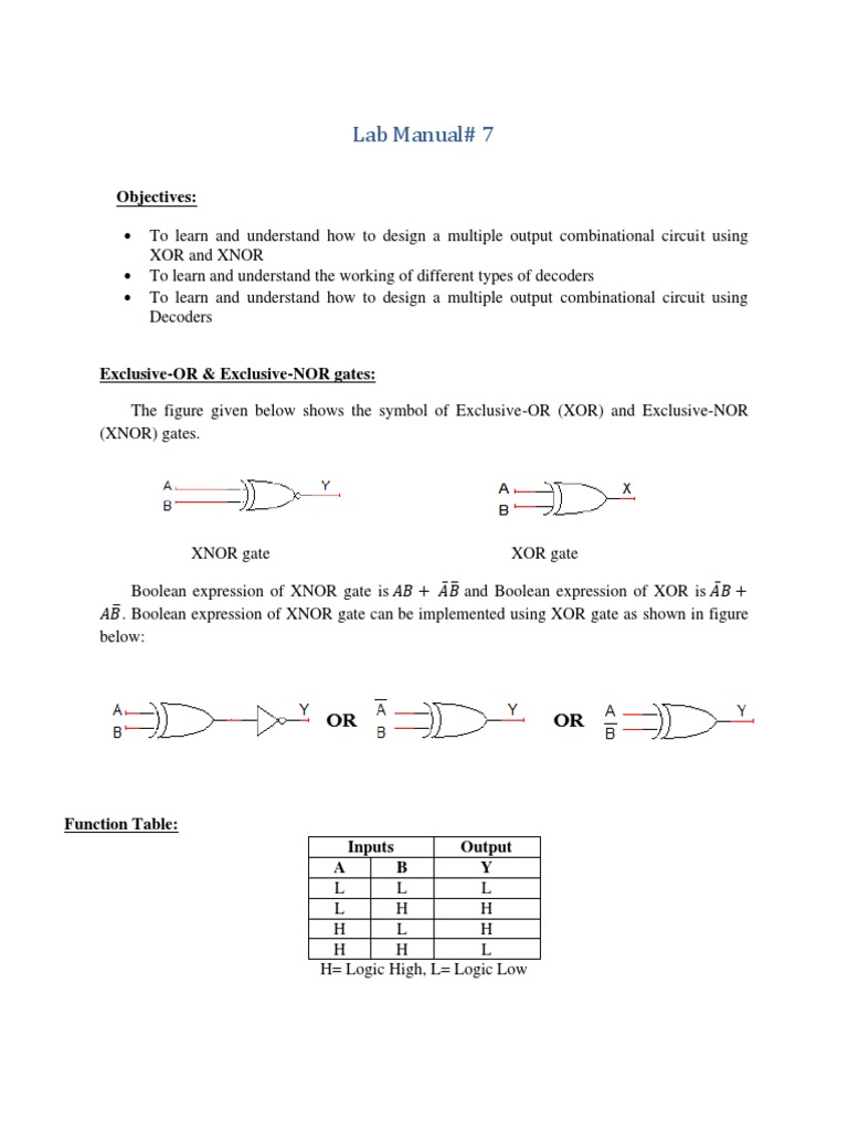 Lab Manual# 7: Objectives | PDF | Logic Gate | Theoretical Computer Science