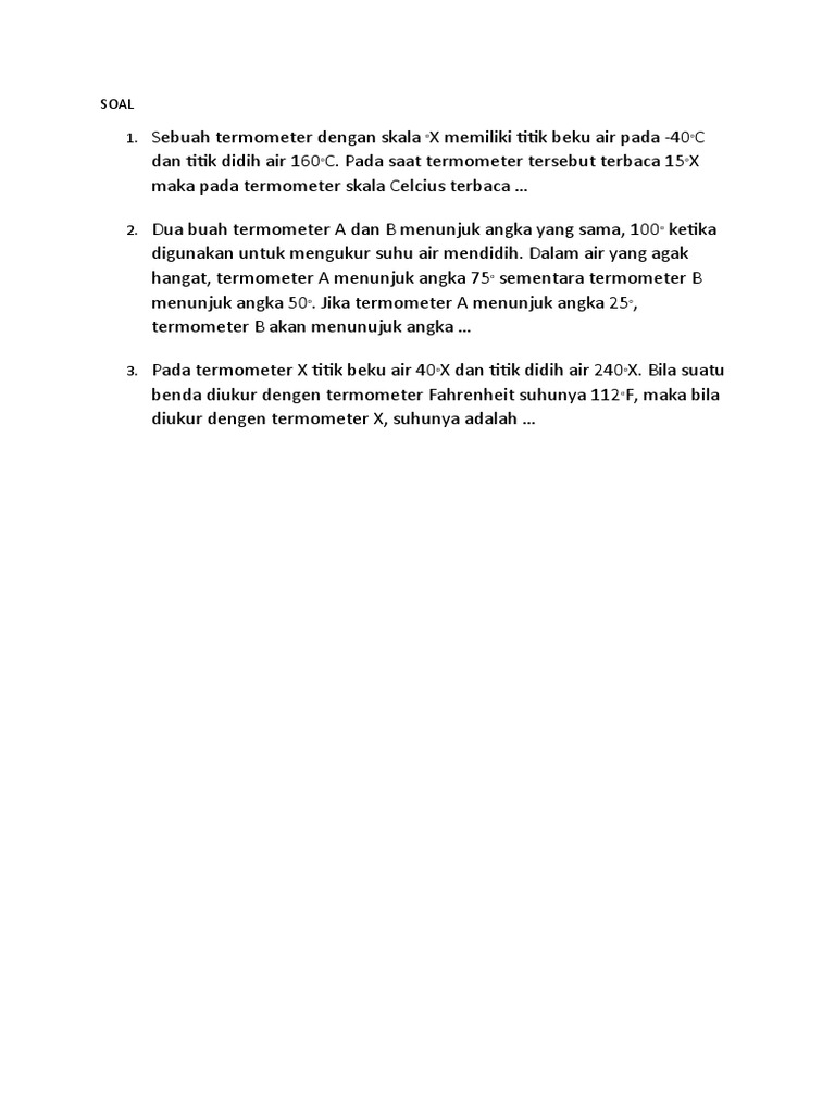 Soal Konversi Suhu | PDF