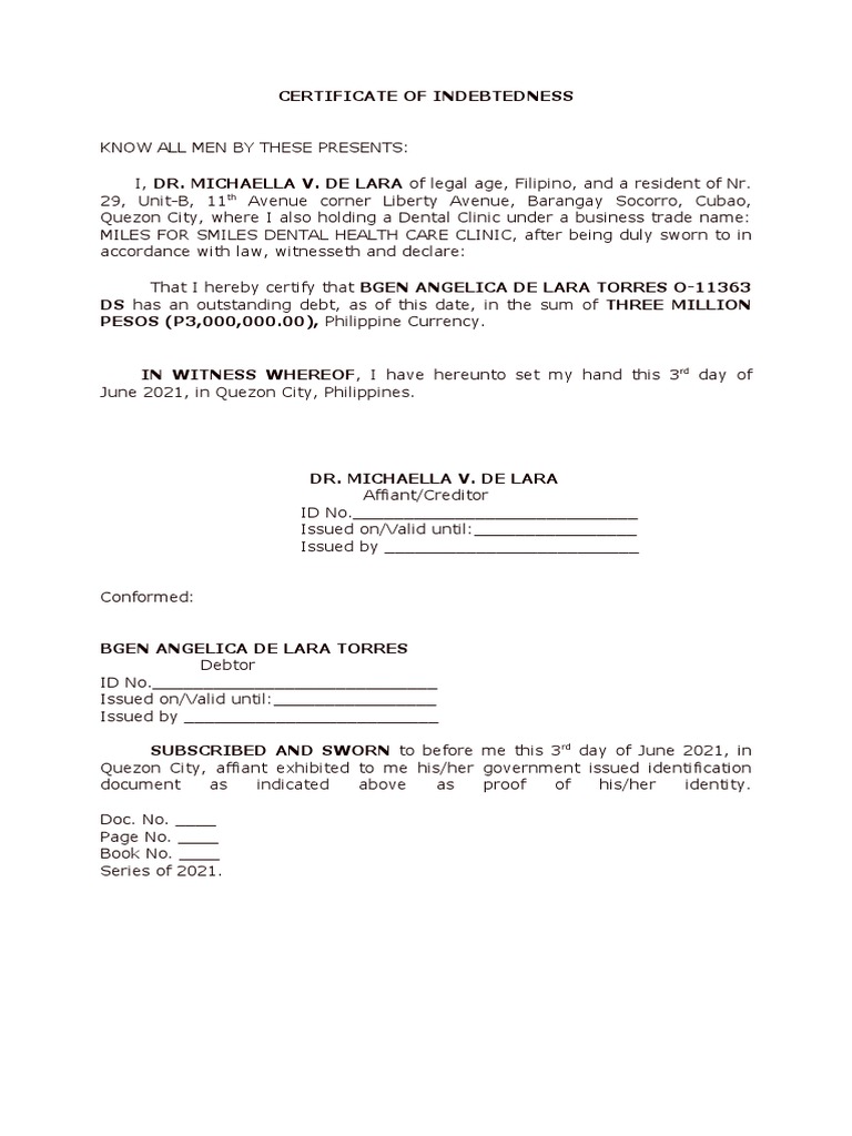 Certificate of Indebtedness | PDF | Private Law | Liability (Financial ...