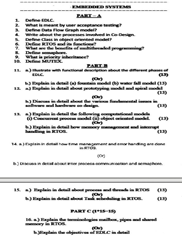 Ee8691 Embedded Systems Model Exam Question Paper Apr - May 2021 | PDF