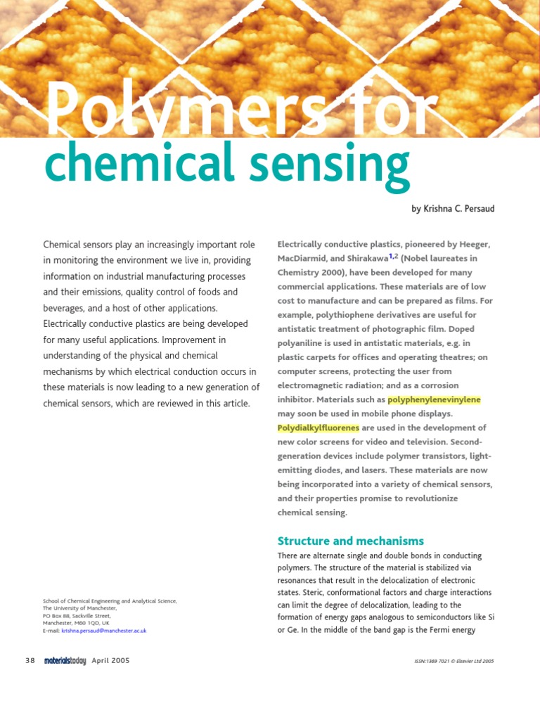 Polymers For Chemical Sensing | Download Free PDF | Doping (Semiconductor) | Biosensor
