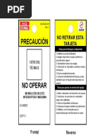 Formato Tarjeta de LOTO | PDF | Ingeniería mecánica | Ingenieria Eléctrica