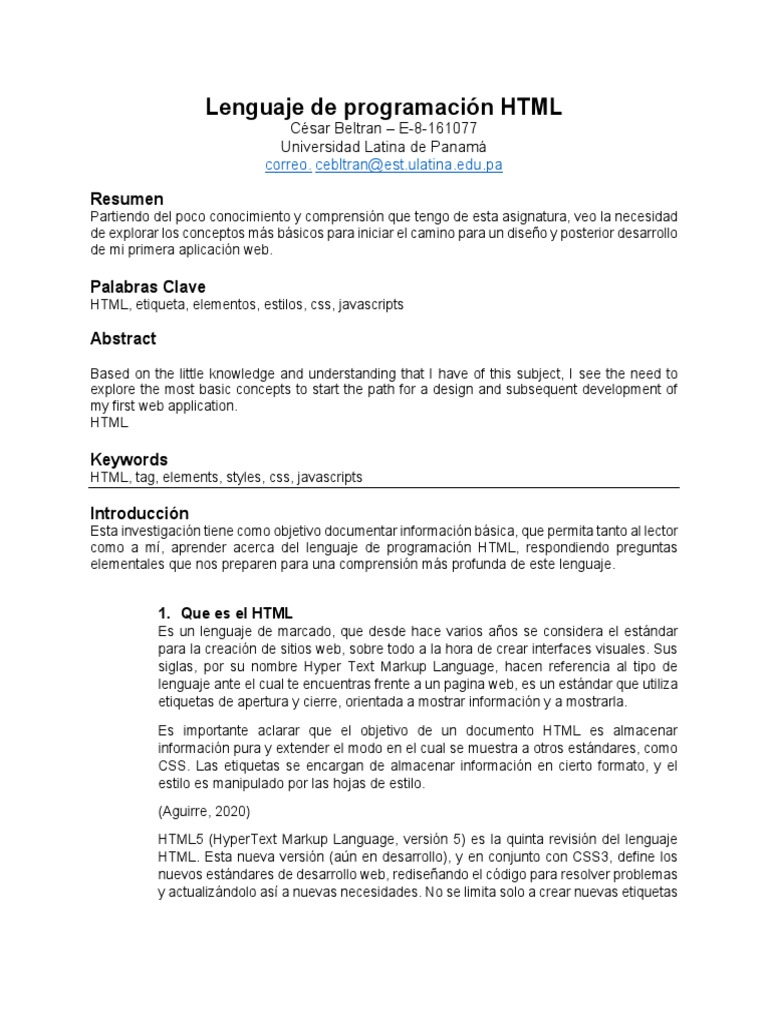 Lenguaje de Programación HTML | PDF | HTML | Modelo de objeto de documento