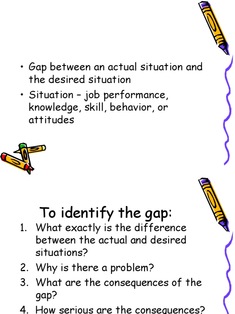 Gap Between An Actual Situation and The Desired Situation - Situation ...