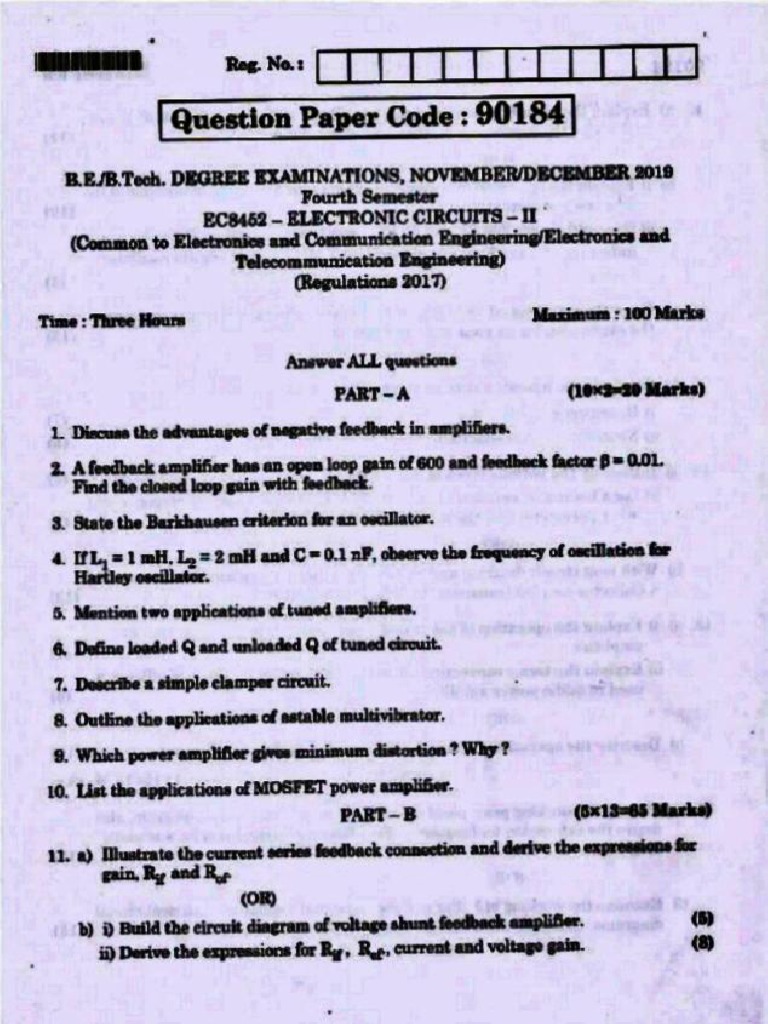 Ec8452 - Electronic Circuits Ii Model Question Paper Apr - May 2021 | PDF