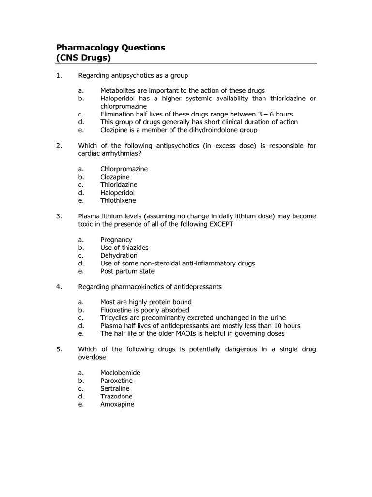 Pharm Cns Mcqs | PDF | Opioid | Psychoactive Drugs Pharm Cns Mcqs | PDF | Opioid | Psychoactive Drugs