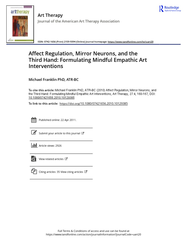Affect Regulation Mirror Neurons and The Third Hand Formulating Mindful Empathic Art ...