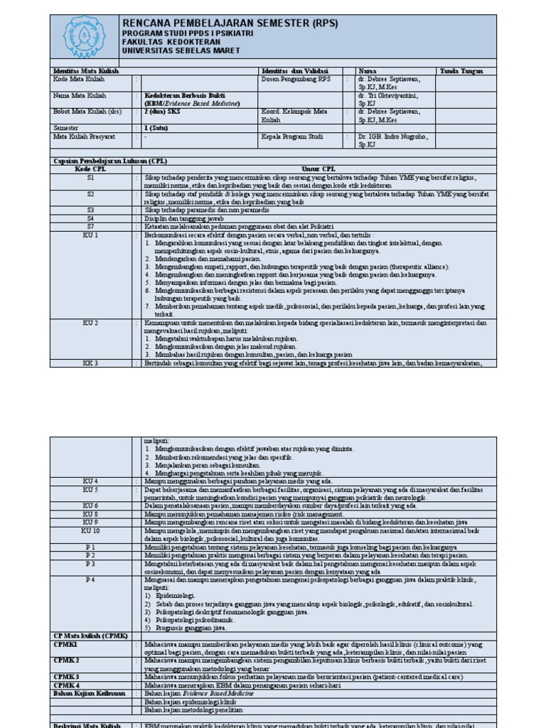 RPS Evidence Based Medicine Edit Revisi Andik | PDF