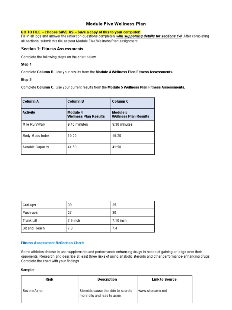 Module Five Wellness Plan HOPE | PDF | High Density Lipoprotein ...