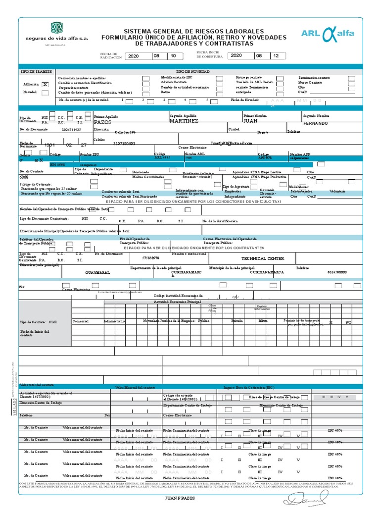 Formulario Arl 3 04 | PDF | Economias | Business