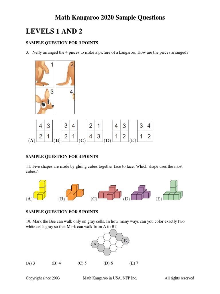 2020 MK Sample Questions NEW | PDF | Rectangle | Area