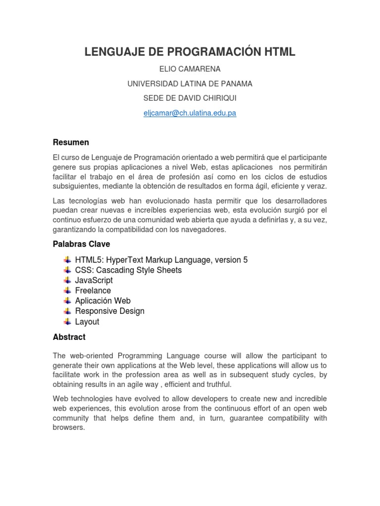 Articulo Cientifico Lenguaje HTML | PDF | HTML | Script Java