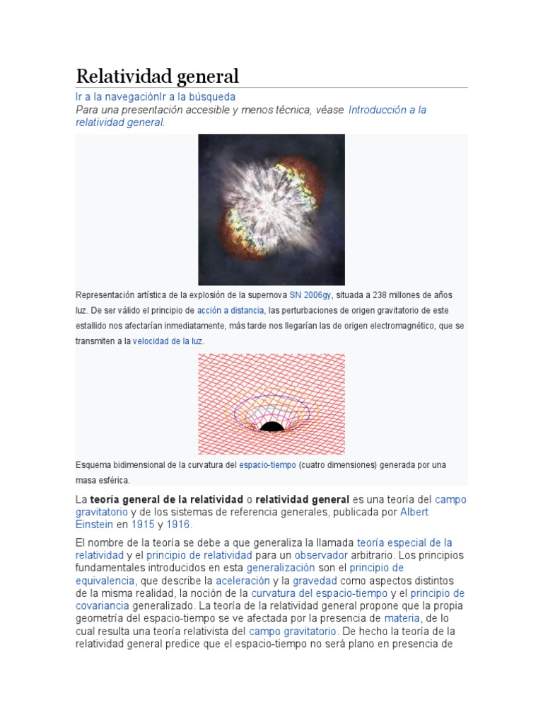 Relatividad General | PDF | Relatividad general | Tiempo espacial