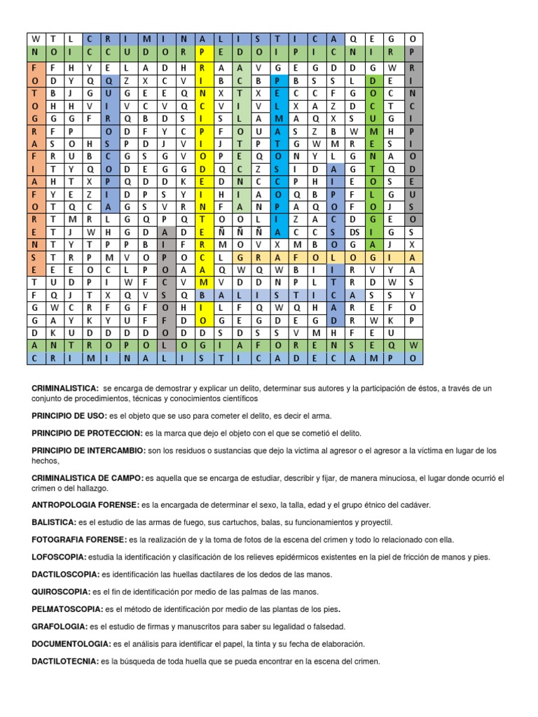 5ta Mendoza Marol - Sopa de Letras | PDF | Ciencia forense | Forense