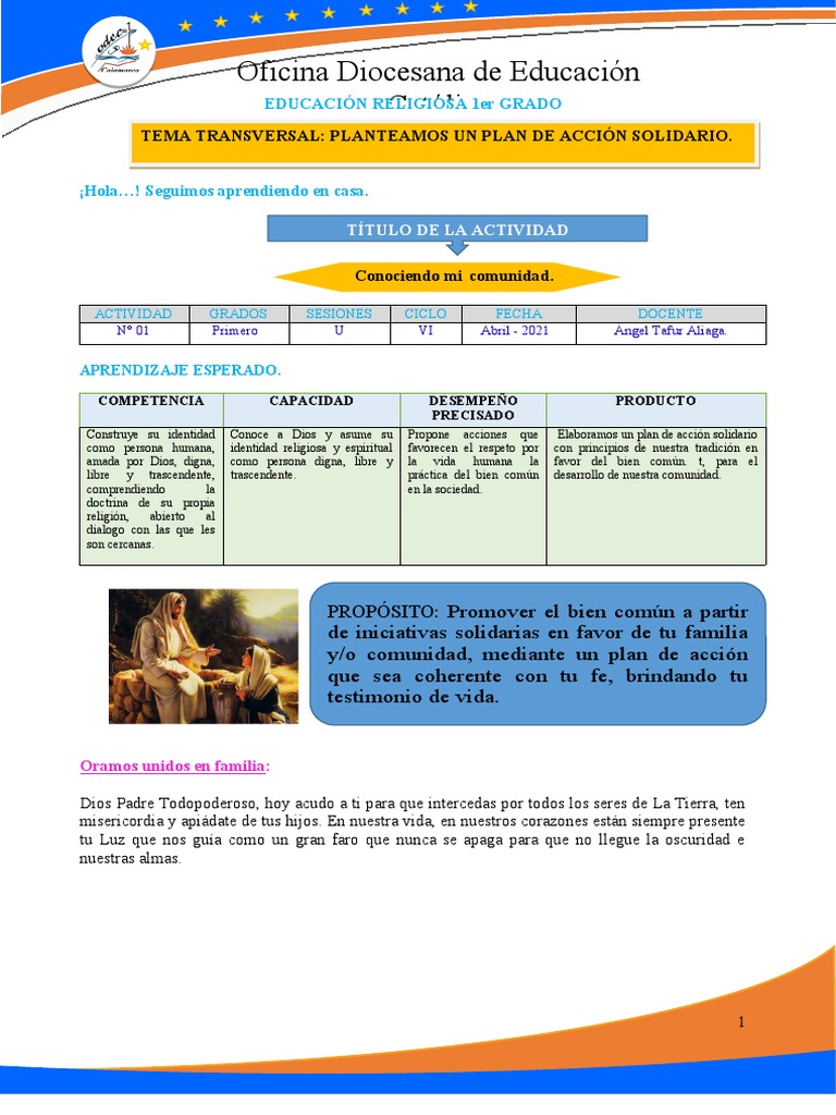 1 Ra. Semana FICHA 1° GRADO DE SECUNDARIA (Conociendo Mi Comunidad ...