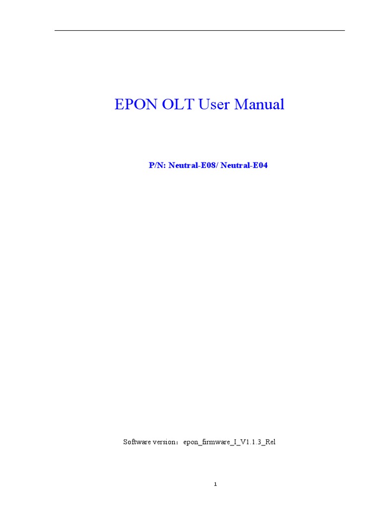 Epon Olt Neutral Command User Manual | PDF | File Transfer Protocol ...