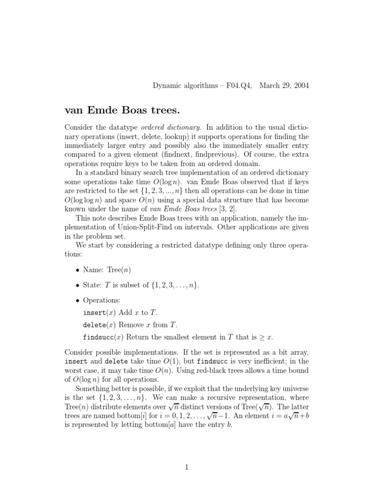 Van Emde Boas Trees | PDF | Mathematical Logic | Algorithms And Data ...