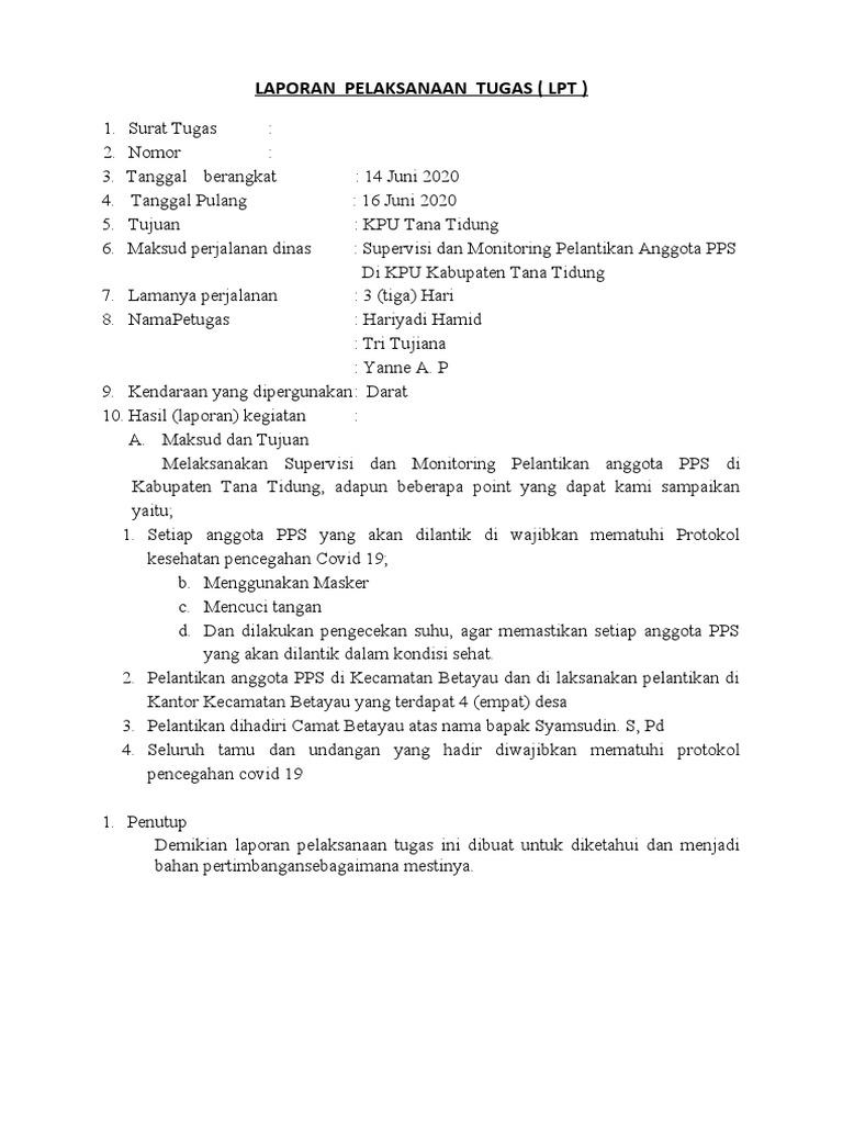 LPT Malinau Monitoring | PDF
