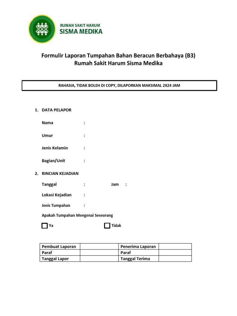 Form Lap Tumpahan B3 | PDF