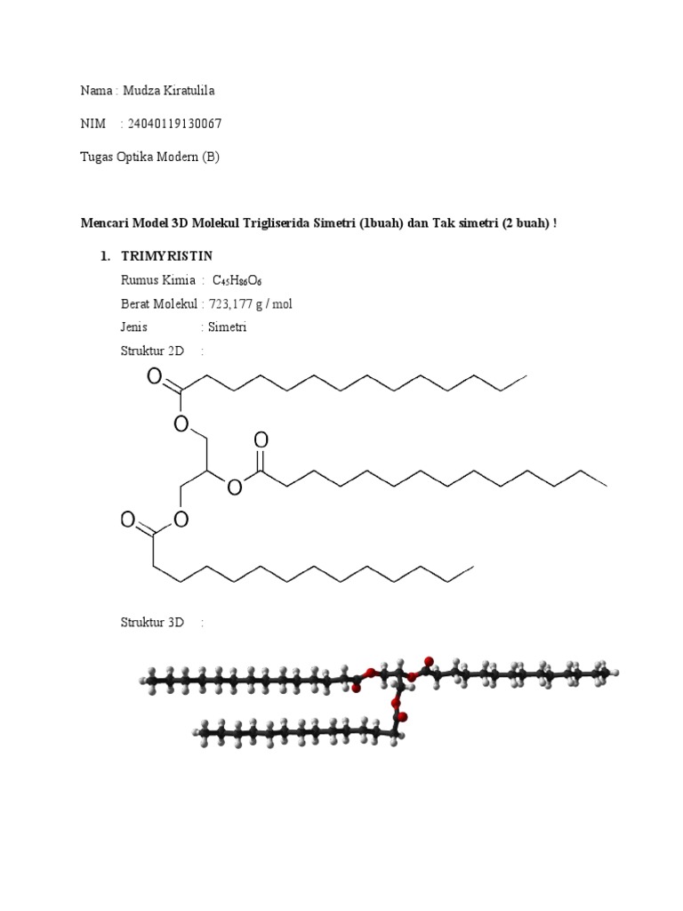 Mencari dan Membandingkan Struktur 3D Molekul Trigliserida Simetri dan ...