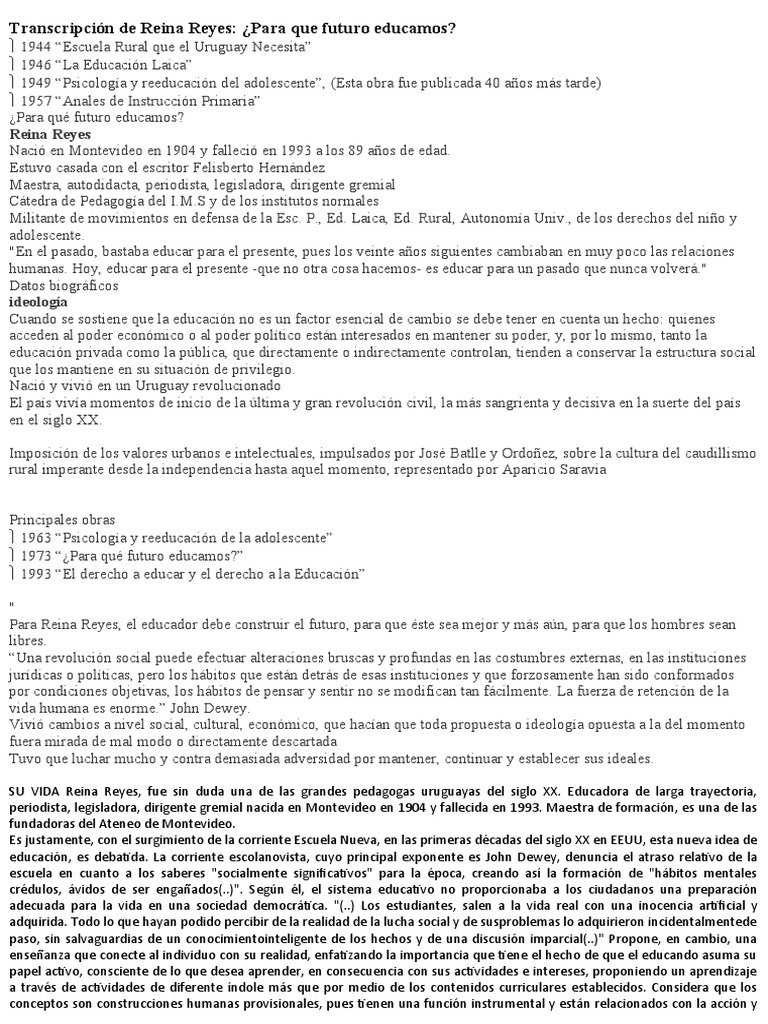 Transcripción de Reina Reyes | PDF | Laicismo | Secularidad