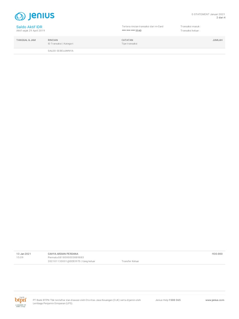 Jenius Estatement JAN 2021-Halaman-2 | PDF