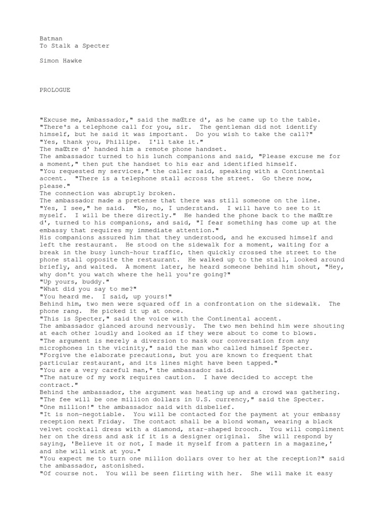 Simon Hawke - Batman - To Stalk A Specter by Hawke Simon | PDF | Batman | Police