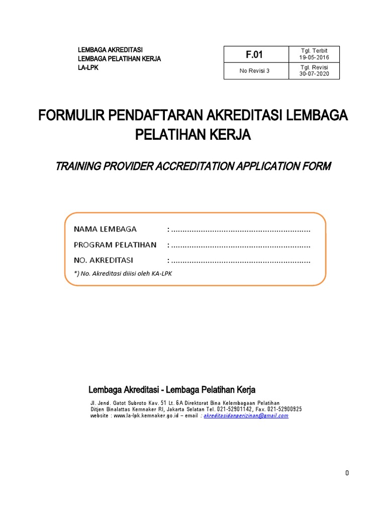 Contoh Pengisian F.01 | PDF
