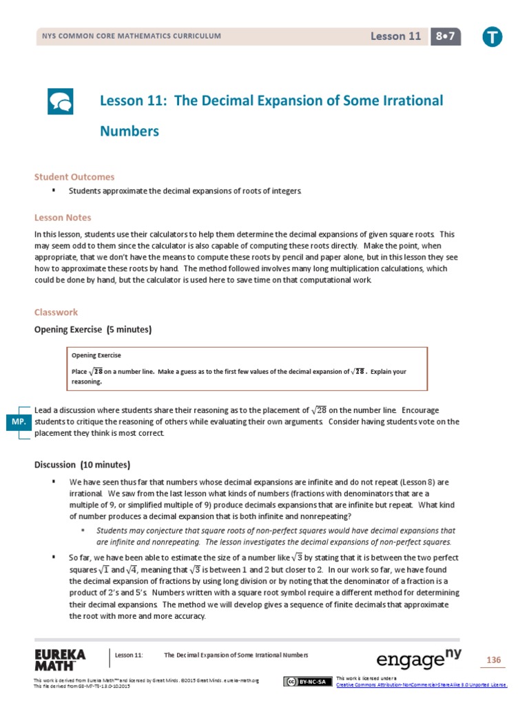 Math g8 m7 Topic B Lesson 11 Teacher | PDF | Numbers | Rational Number