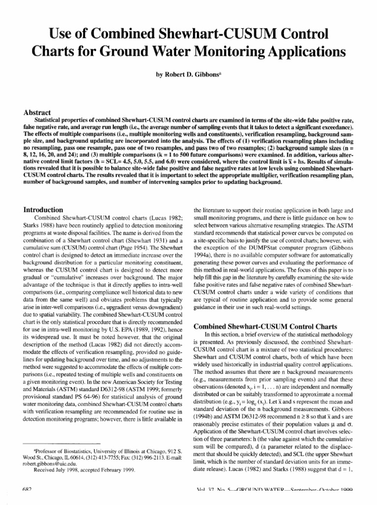 Shewhart-CUSUM Charts for Groundwater Monitoring | PDF | Teaching ...