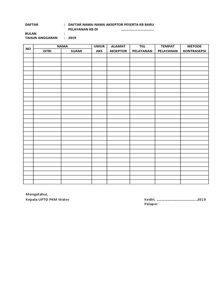 Buku Laporan KB Bulanan | PDF