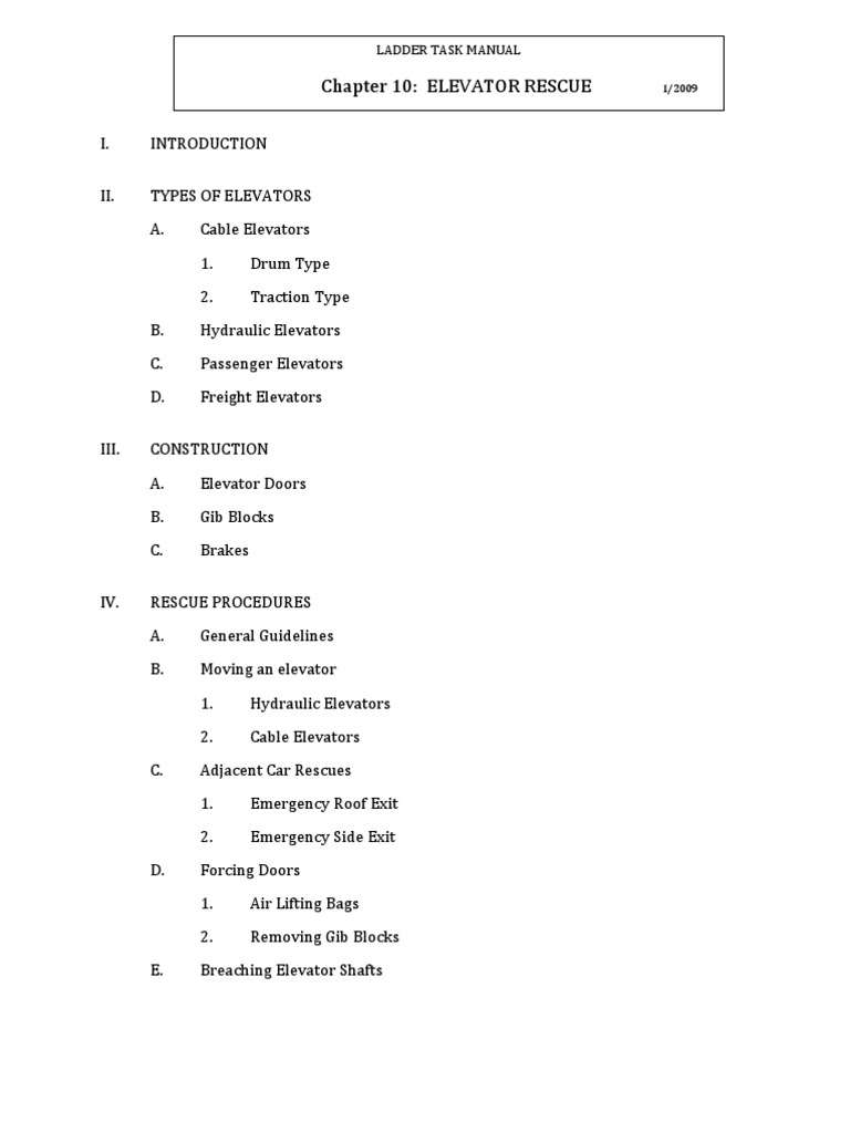 Chapter 10: Elevator Rescue: Ladder Task Manual | PDF | Escalator ...