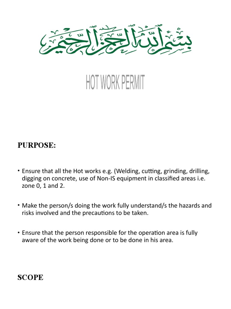 Hot Work Permit | PDF | Personal Protective Equipment | Welding