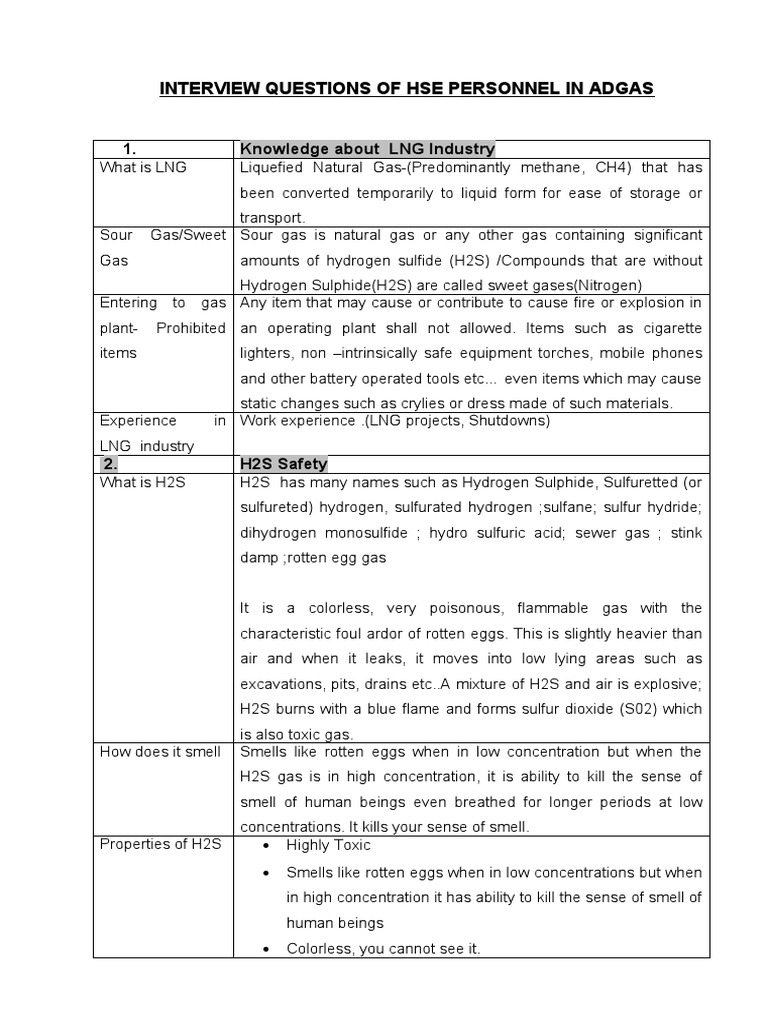 HSE Personnel Interview Questions Guide | PDF | Personal Protective ...