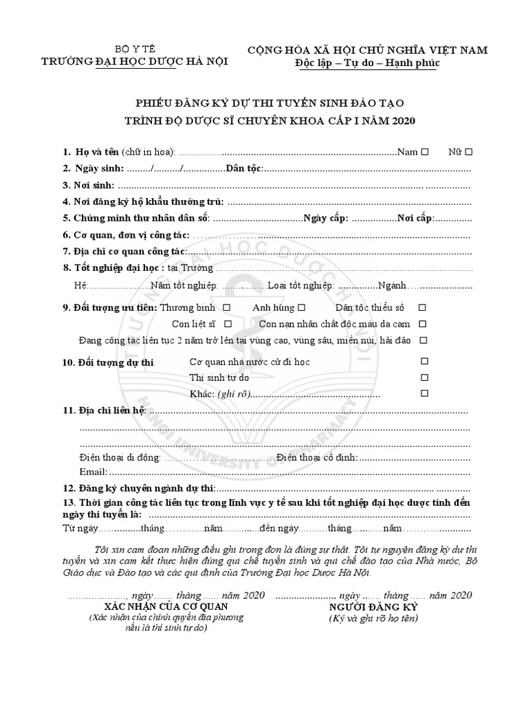 Phieu Dang Ky Du Tuyen Cki Pdf