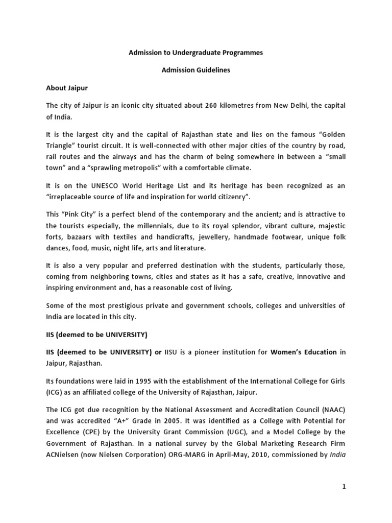 Final Draft-UG Admissions Guidelines | PDF | University And College ...