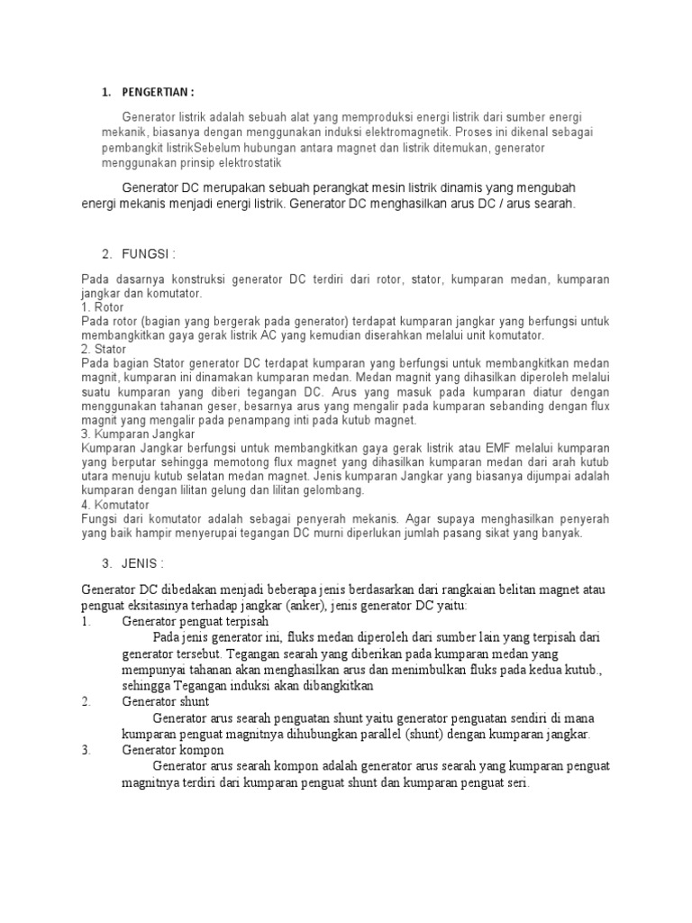 Generator DC | PDF