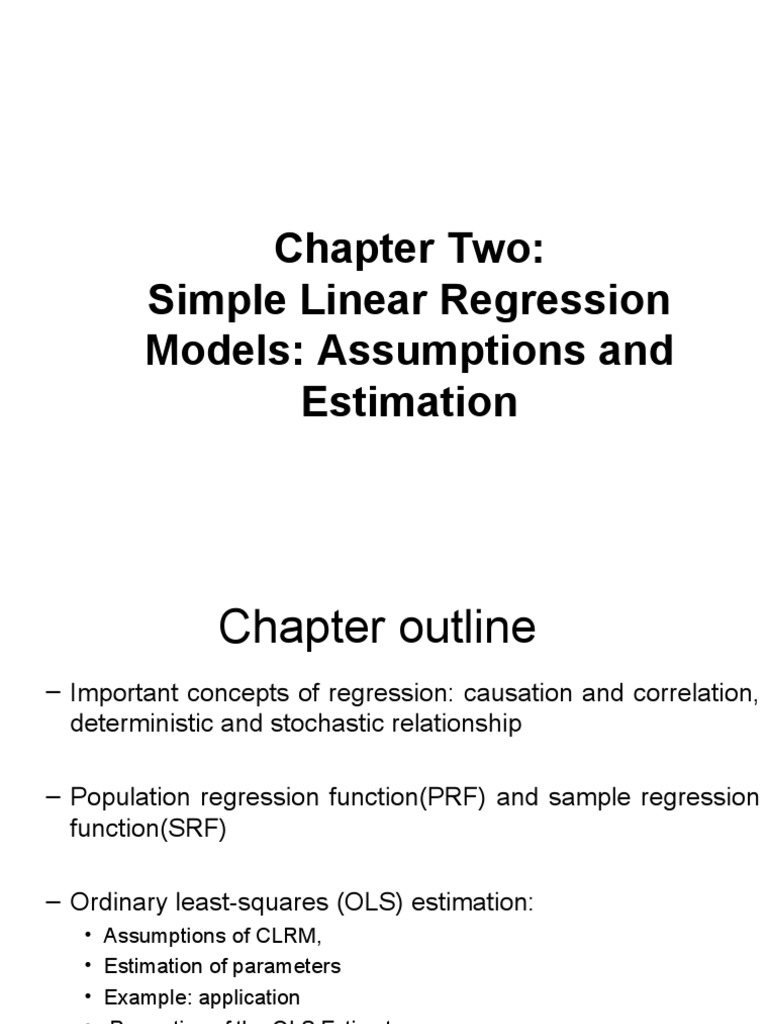 Chapter Two: Simple Linear Regression Models: Assumptions and ...