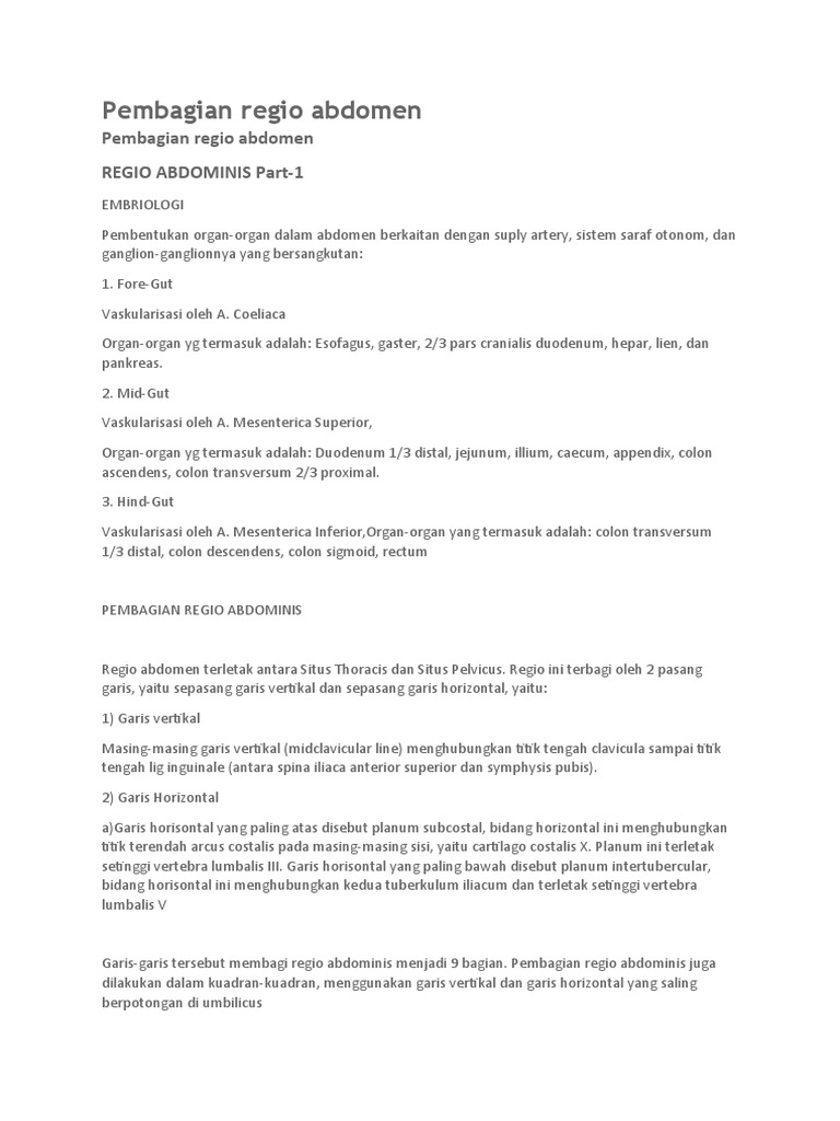 Pembagian Regio Abdomen Regio Abdominis Part-1 | PDF