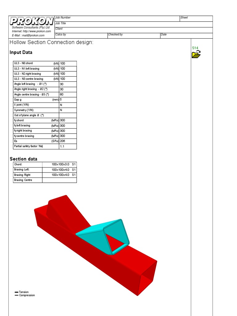Hollow Section Connection Design:: Input Data | PDF | Truss ...