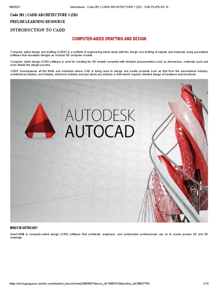 Computer-Aided Drafting and Design: Introduction To Cadd | PDF ...