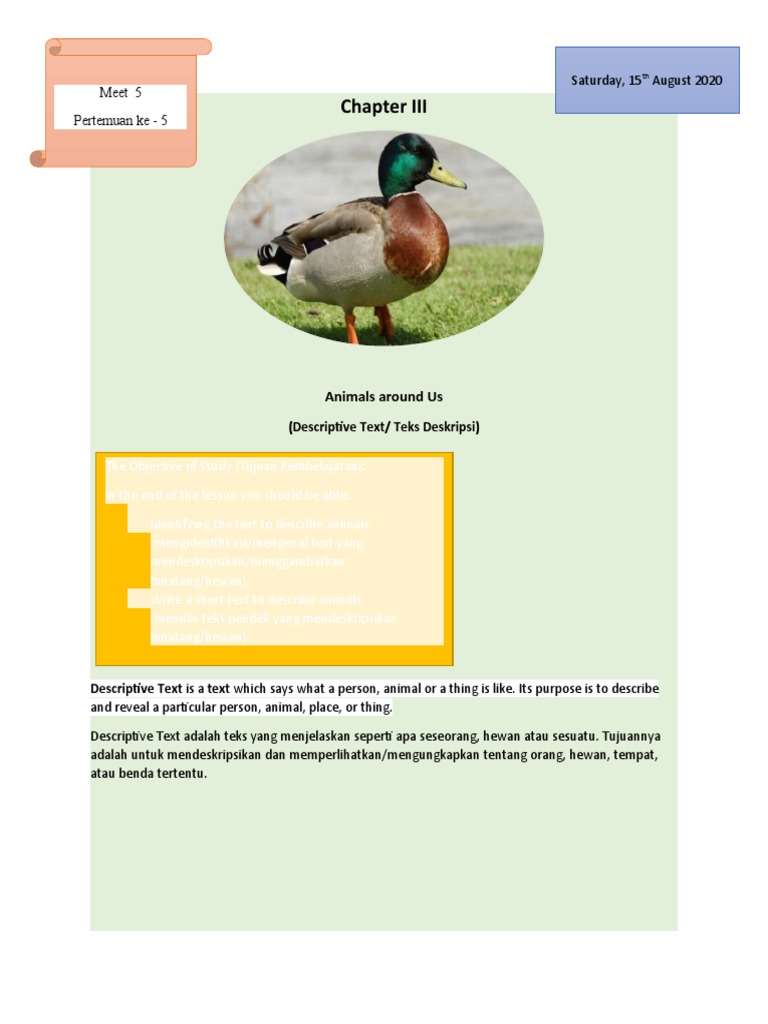 Animals Around Us: (Descriptive Text/ Teks Deskripsi) | PDF | Organisms ...