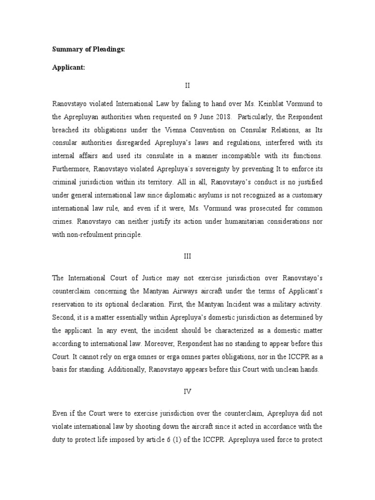 Statement of Jurisdiction Etc | PDF | International Law | Jurisdiction