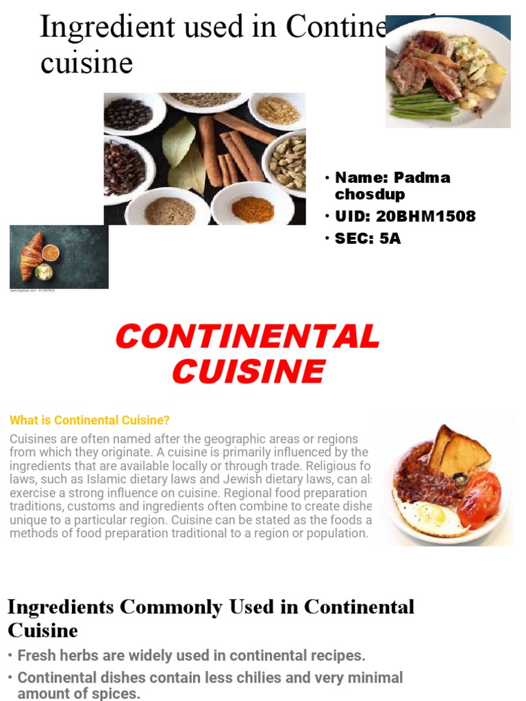 Ingredient Used in Continental Cuisine | PDF | Meal | Lunch